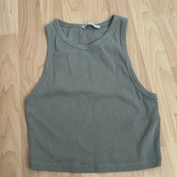 Tops | Zara Tank Sage Green | Poshmark